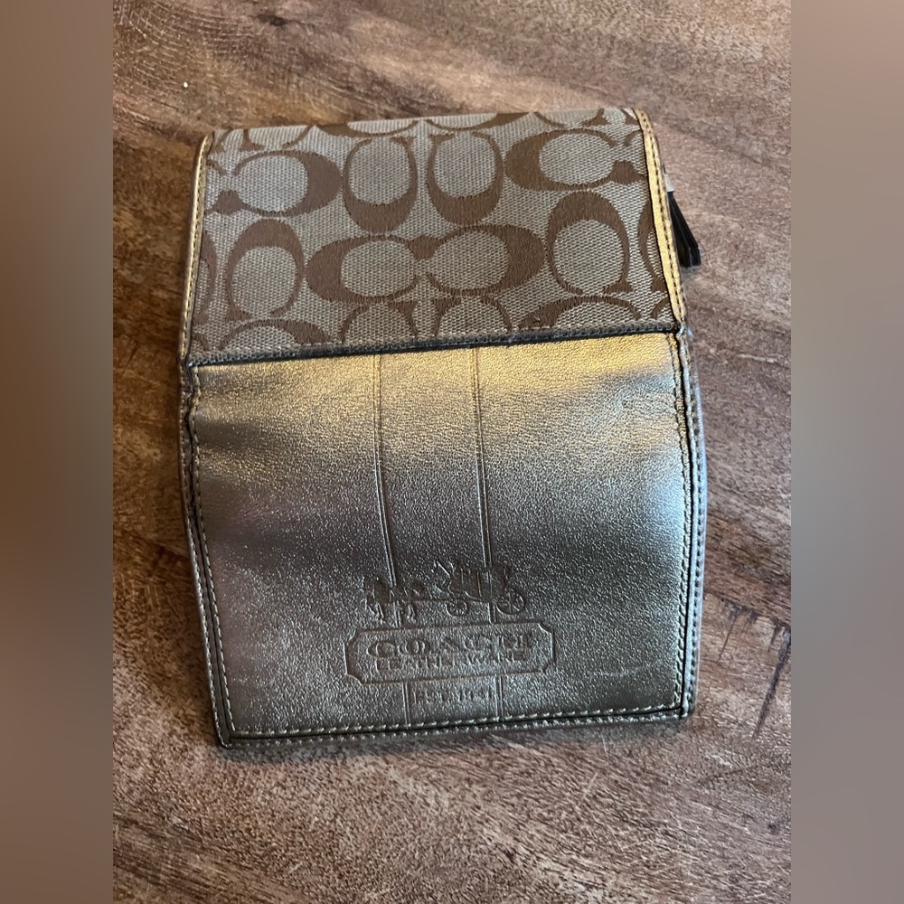 Coach Monogram Canvas & Gold Small Wallet | 8 Card Sl… - Gem